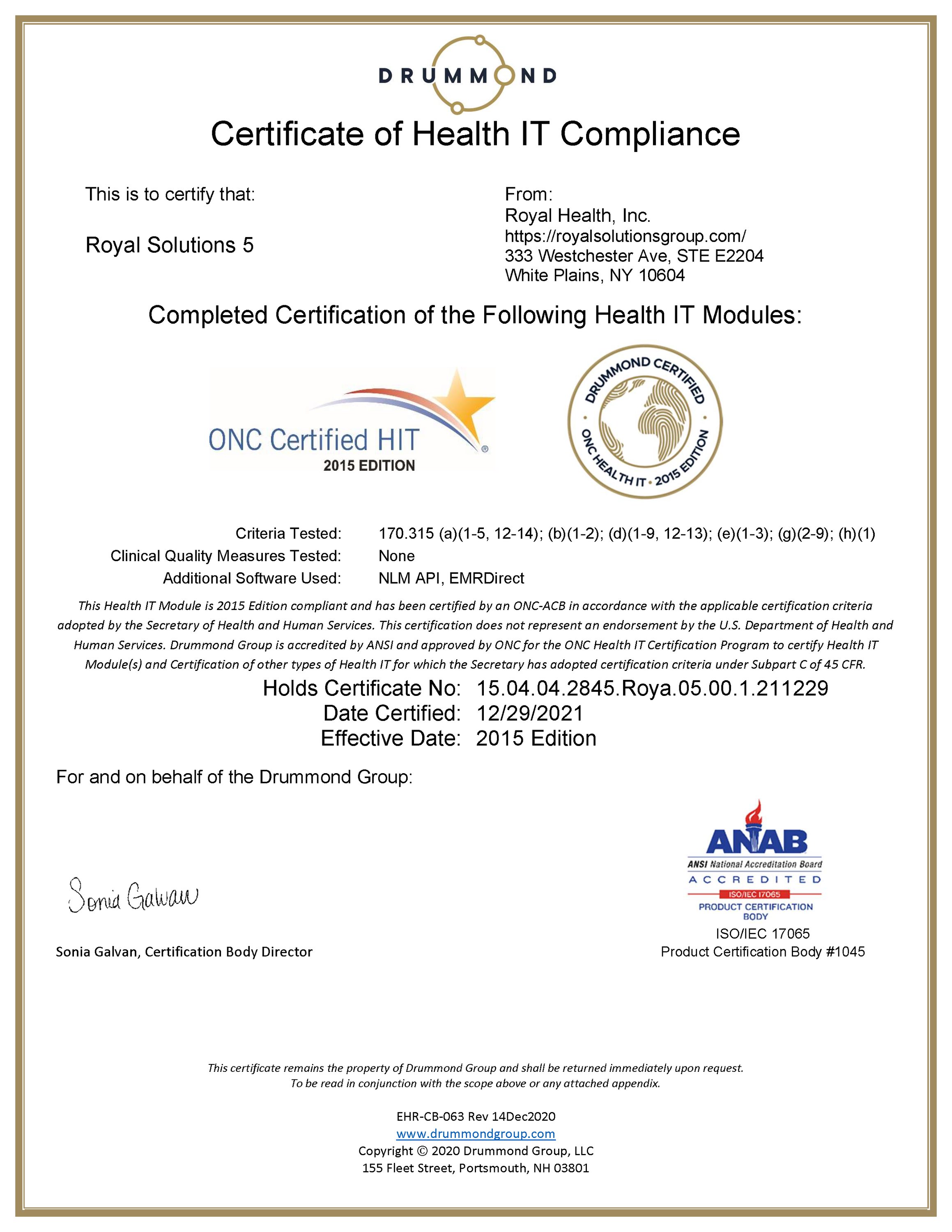 Certifications - EMR